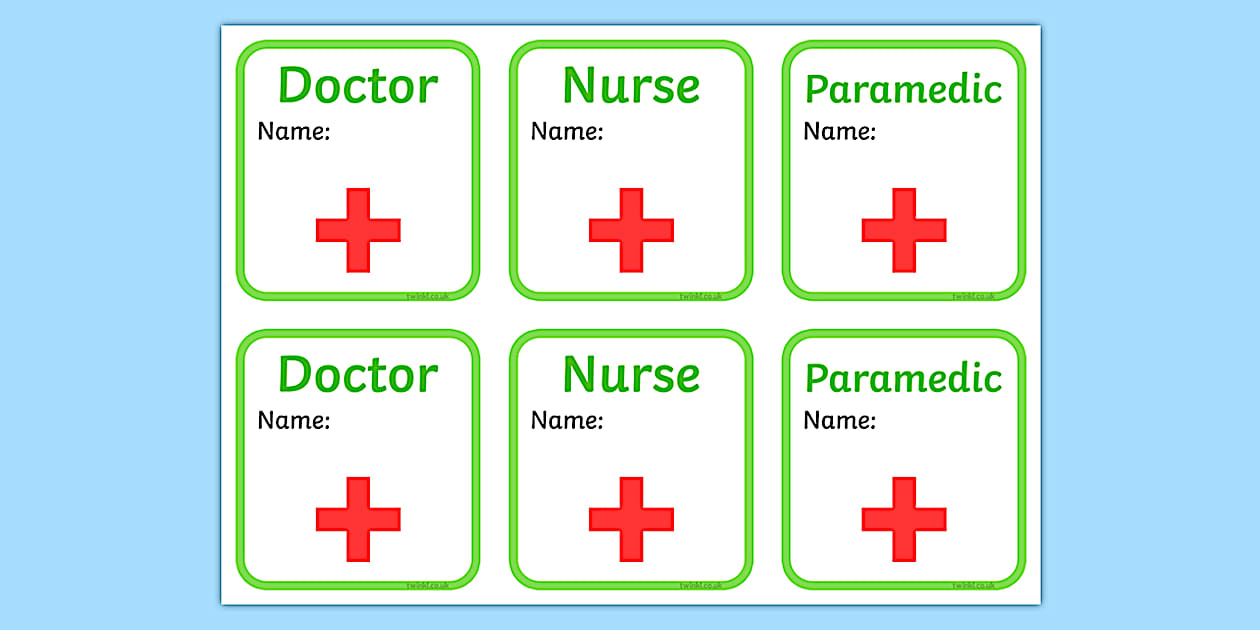 Editable Hospital ID Badges (teacher made) - Twinkl