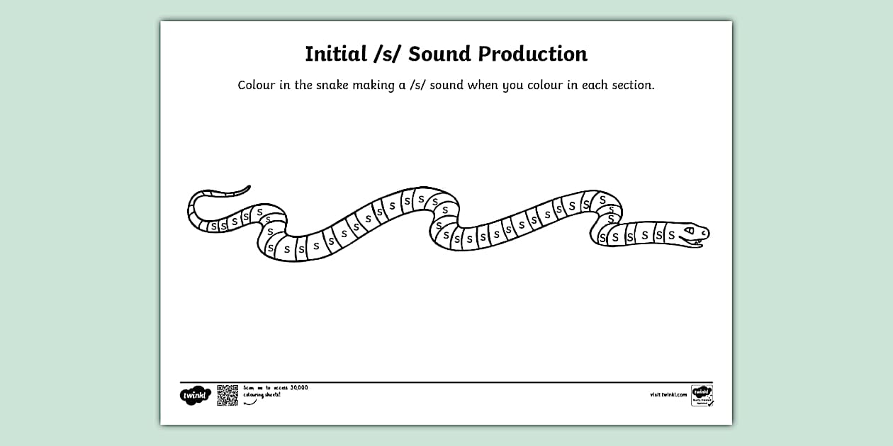 s Sound Production Snake Colouring Sheet Letters - Twinkl