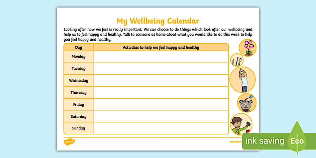 Weekly Wellbeing Planner for EYFS Kids (teacher made)