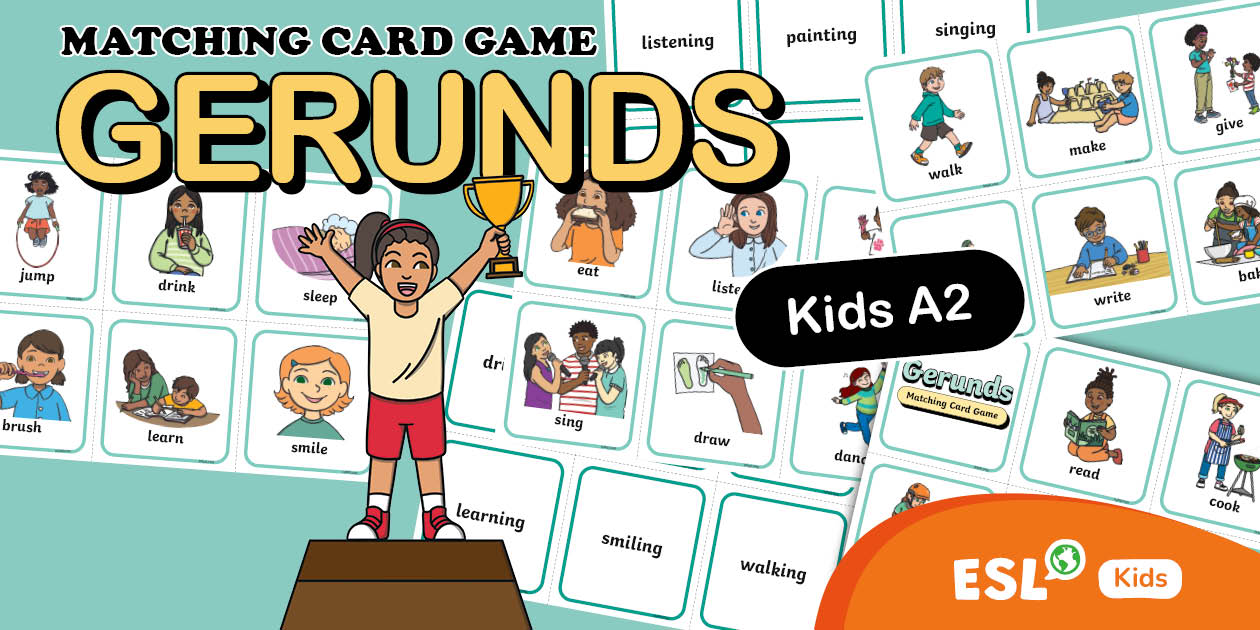 ESL Gerunds Matching Card Game {Kids}