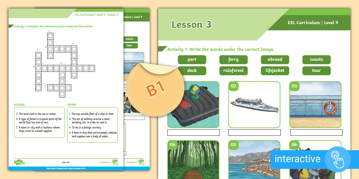 ESL Curriculum Level 9, Lesson 3 Interactive Activity Sheet