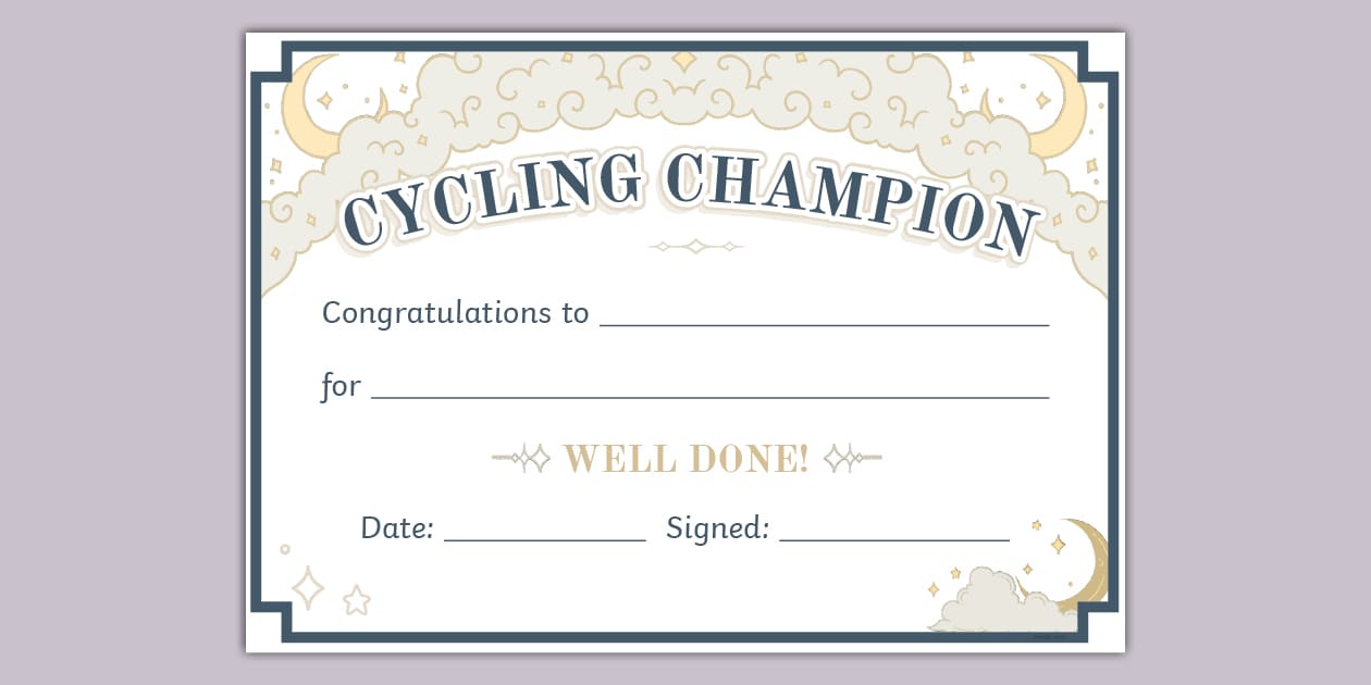 Celestial-Themed Cycling Certificate (Hecho por educadores)