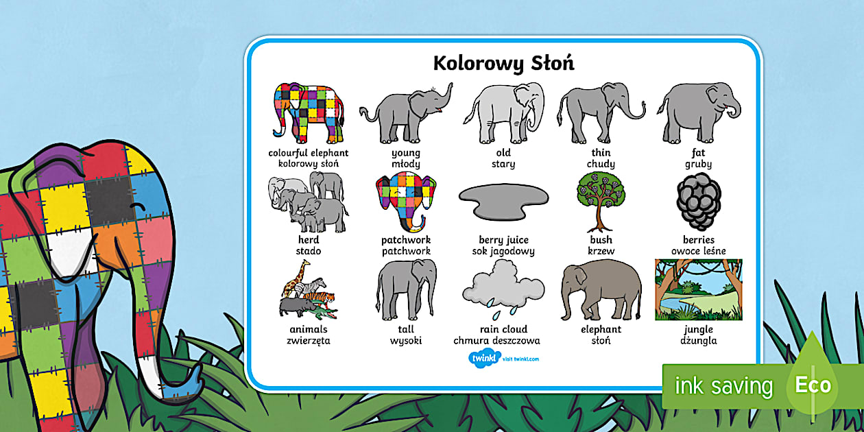Elmer Word Mat Images Polish Translation (Teacher-Made)