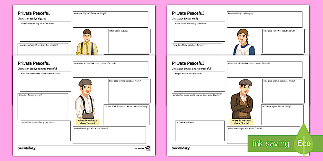 Private Peaceful Character Study Activity Pack - Twinkl