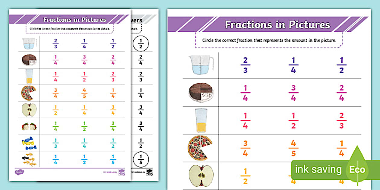 Editable Fractions in Pictures - Twinkl