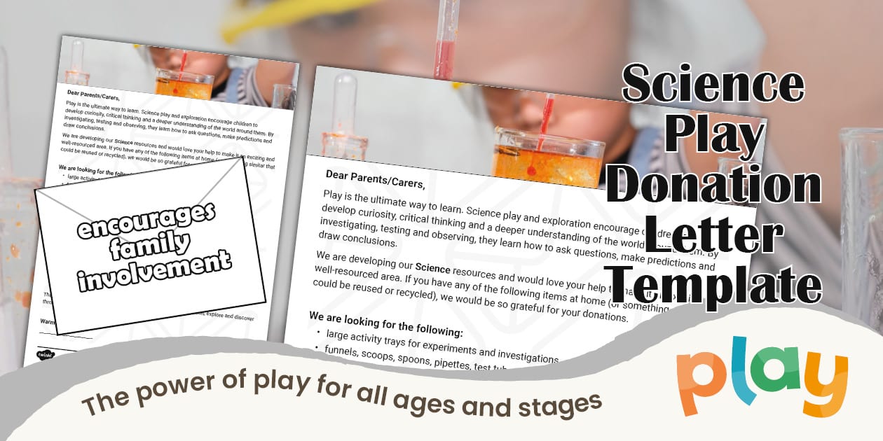 Science Play Parent/Carer Donation Editable Letter Template