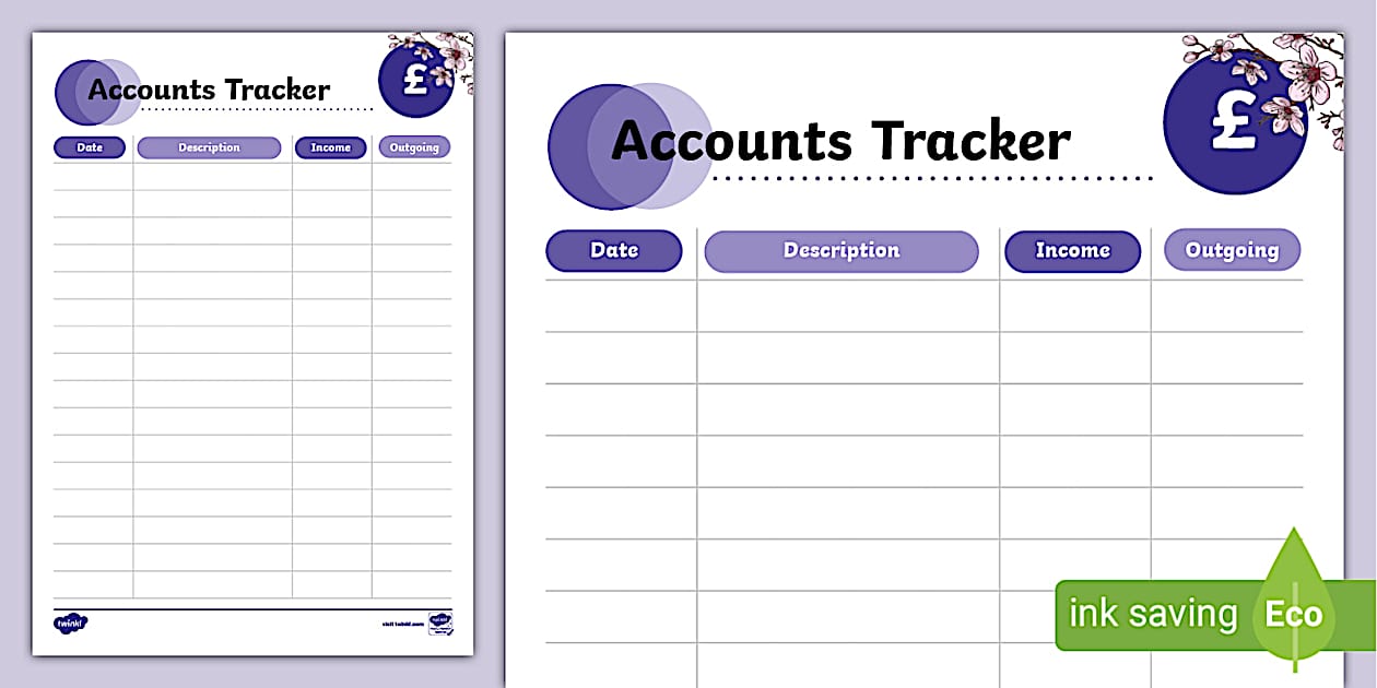 Accounts Tracker (teacher made) - Twinkl