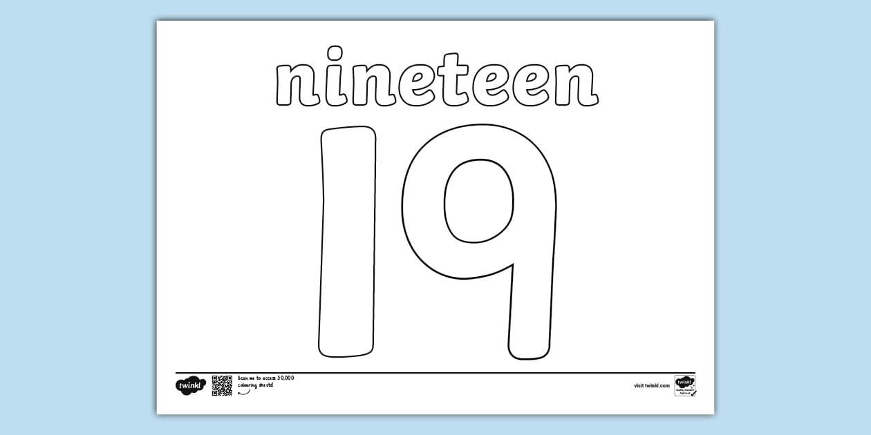 Nineteen Colouring | Colouring Sheets (Teacher-Made)