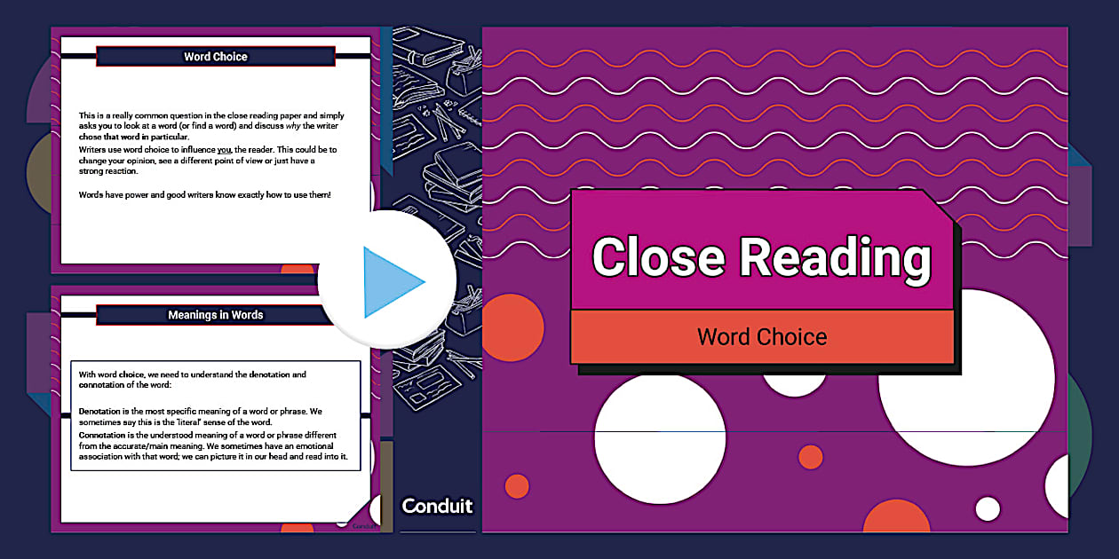 Close Reading: Word Choice PowerPoint (teacher made)