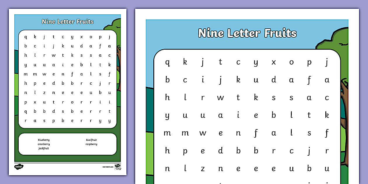 Nine Letter Fruits Word Search (teacher made) - Twinkl