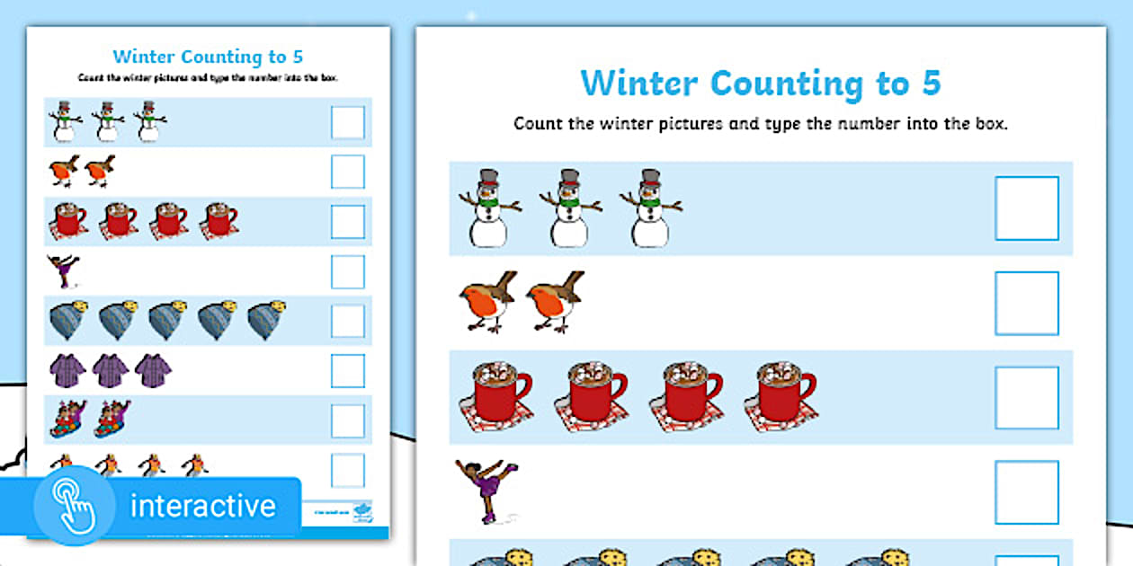 👉 Interactive PDF: Winter Counting to 5 Activity - Twinkl