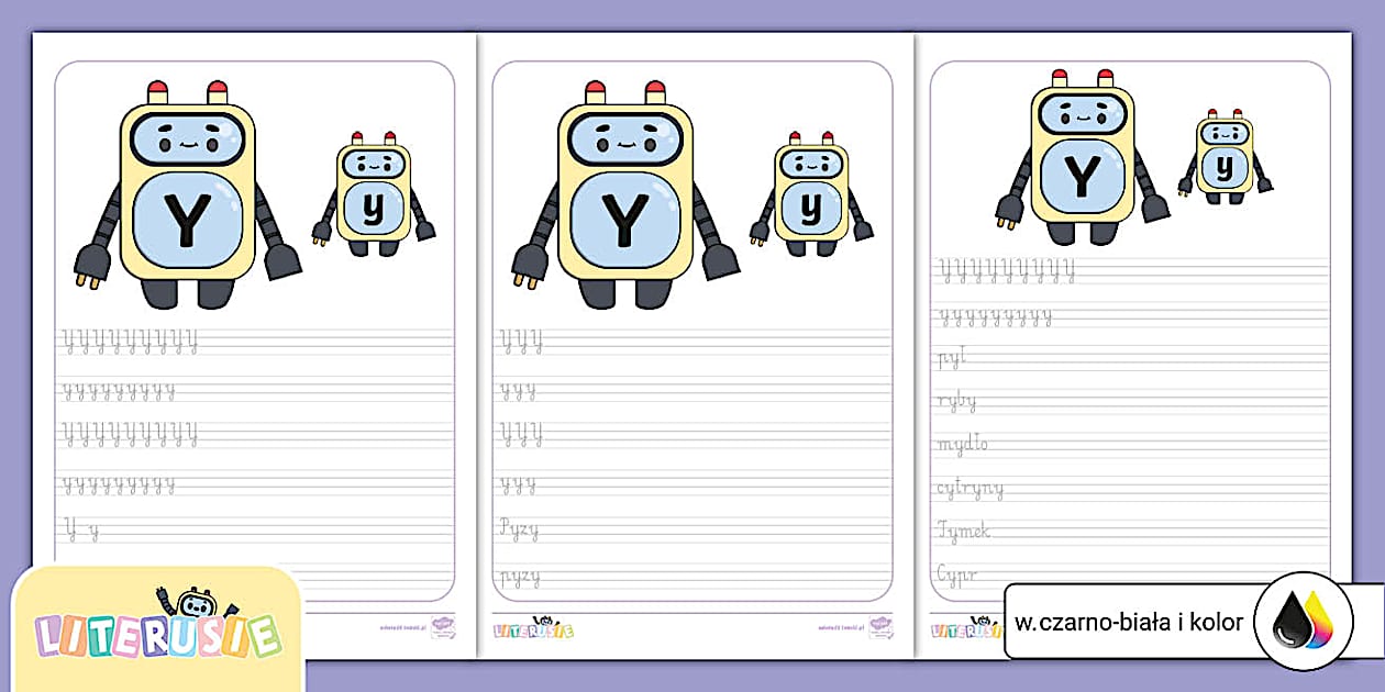 Literuś Y uczy pisać literkę Y | Nauka pisania - Twinkl
