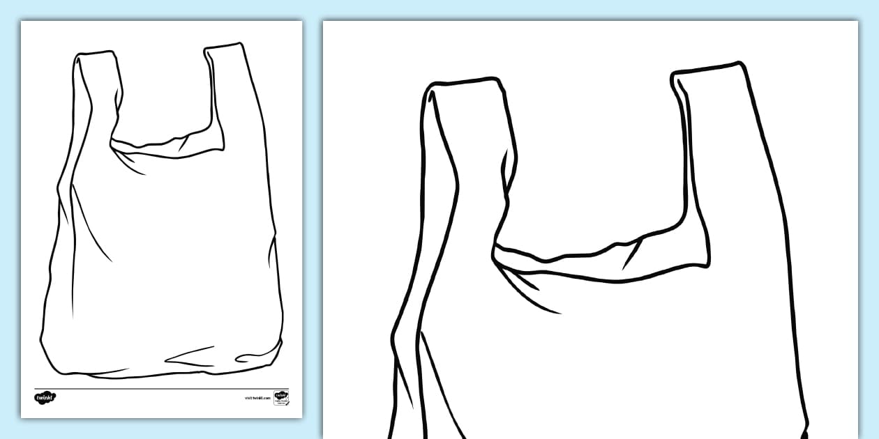 Plastic Carrier Bag Colouring Sheet (teacher made) - Twinkl