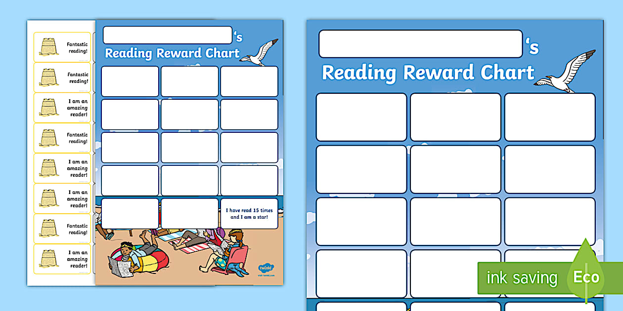 Seaside Themed Reading Sticker Reward Charts (teacher made)