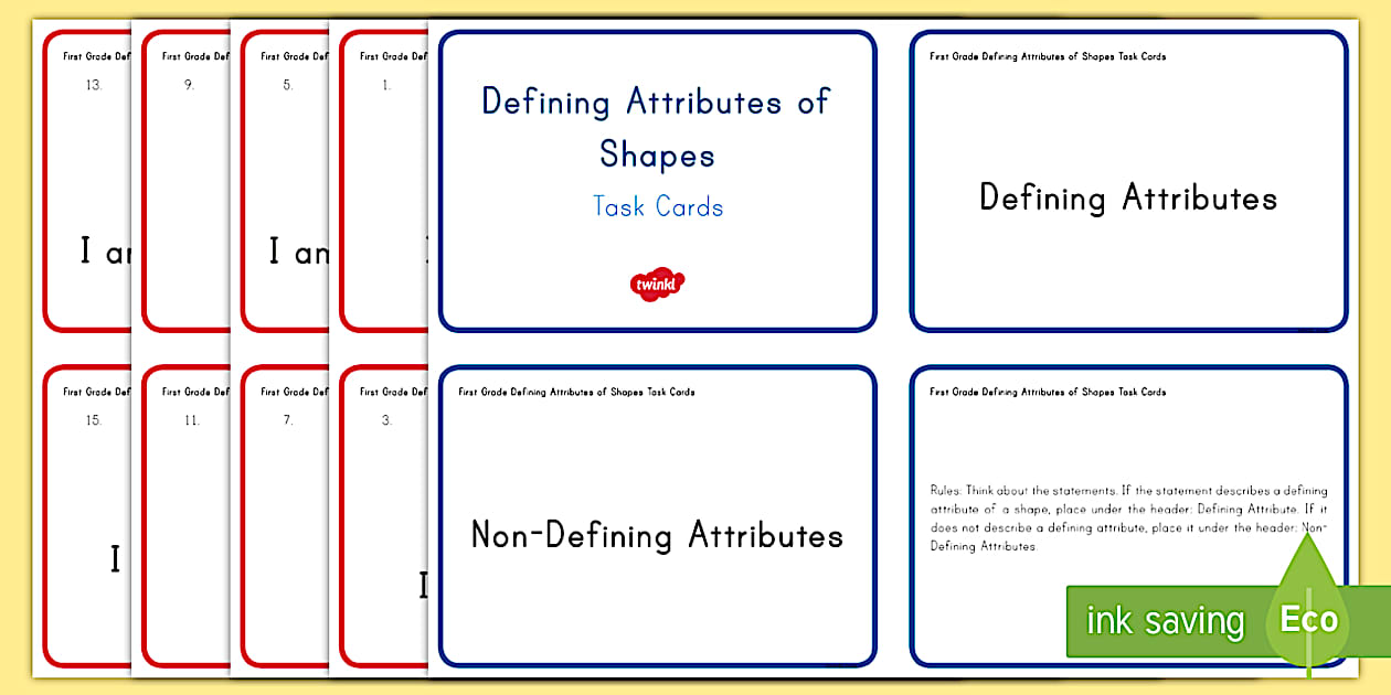 Editable First Grade Defining Attributes Task Cards - Twinkl