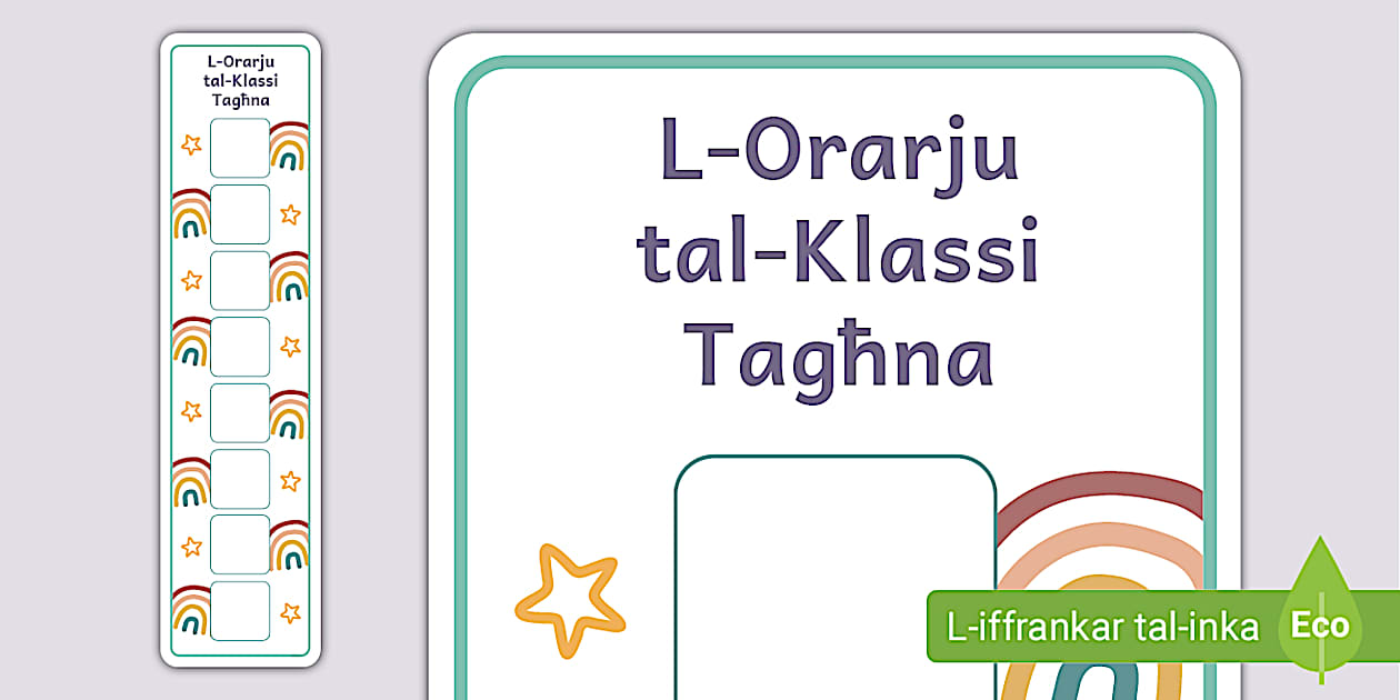 Orarju Viżiv Vertikali l Tema: Qawsalla - Twinkl