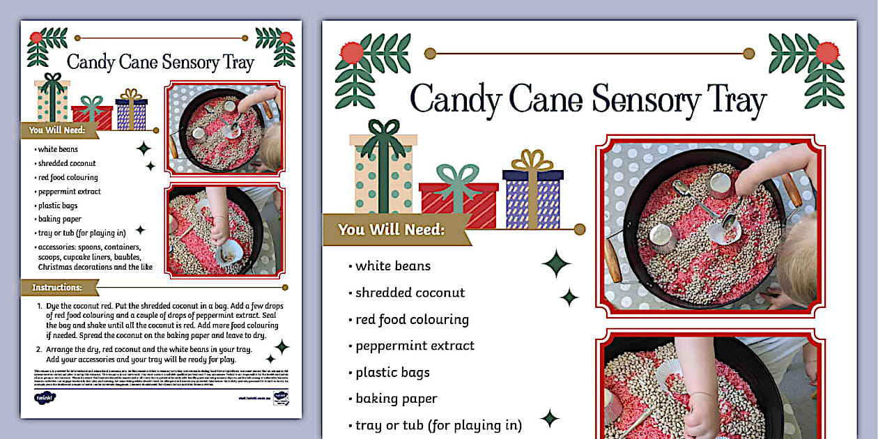 Candy Cane Sensory Tray (Teacher-Made) - Twinkl