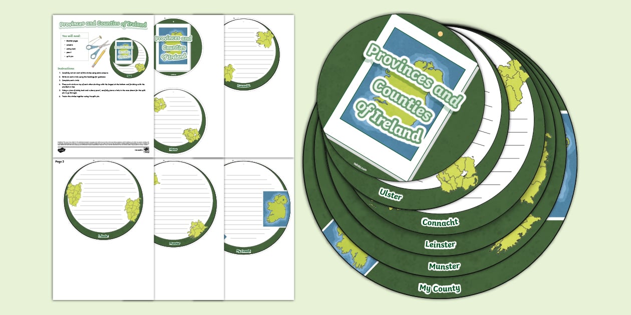 Provinces and Counties of Ireland Circles Booklet - Twinkl