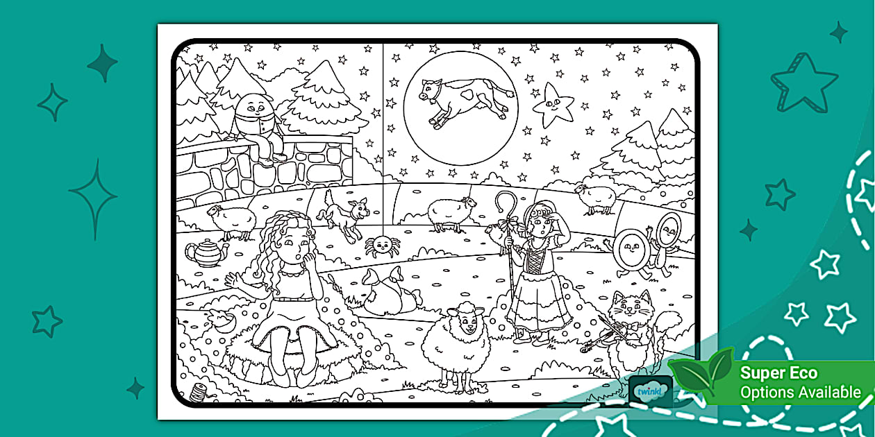 Nursery Rhyme Busy Colouring Page (teacher made) - Twinkl