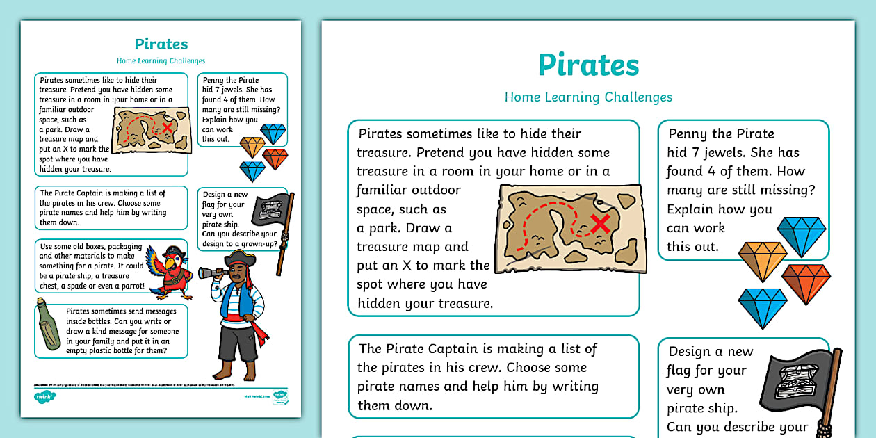 Pirates Home Learning Challenges Reception FS2 - Twinkl