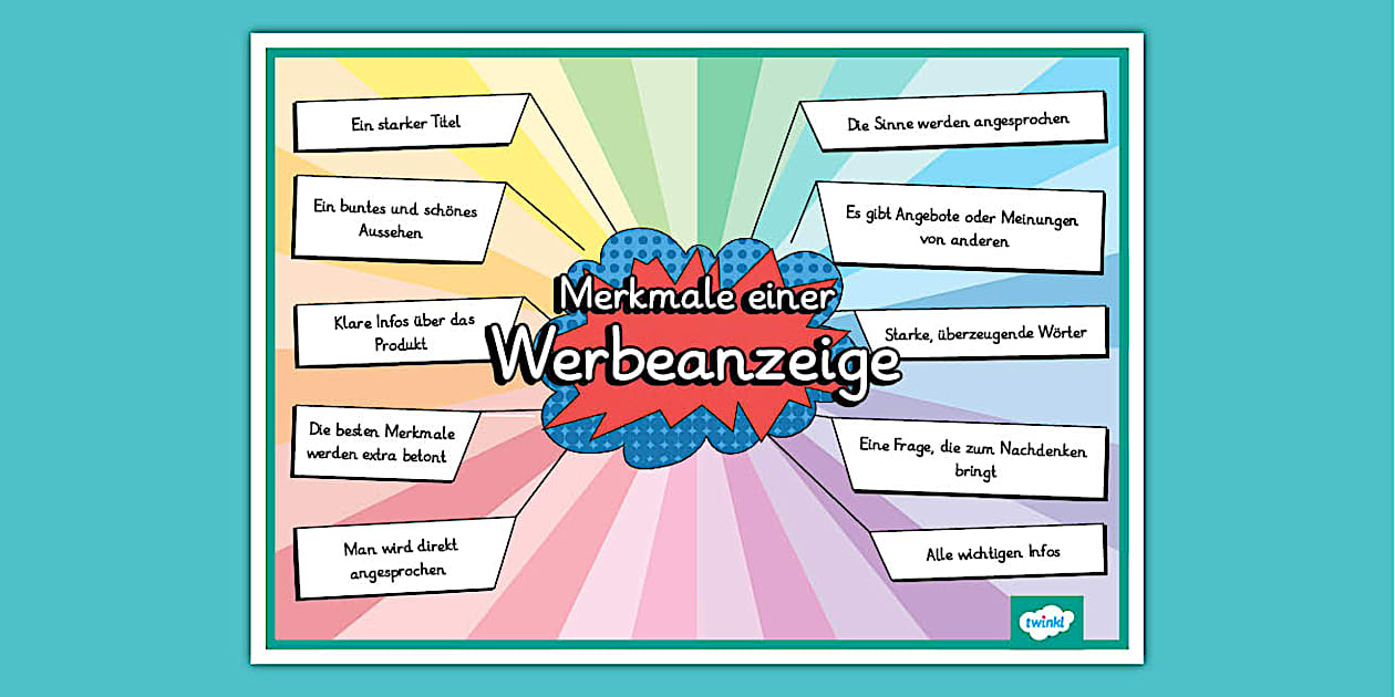Merkmale einer Werbeanzeige - Poster (teacher made) - Twinkl