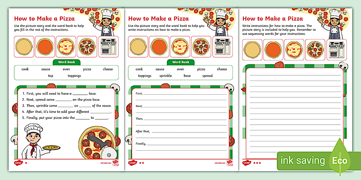 How to Make a Pizza Differentiated Writing Activity - Twinkl