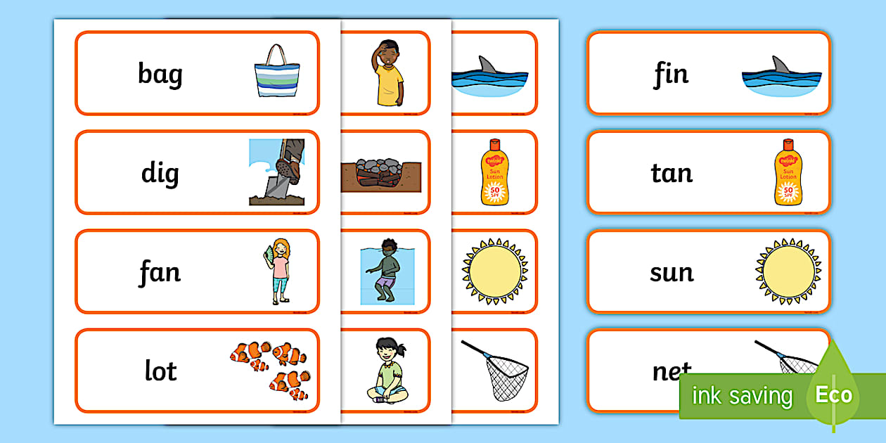 Sea Week CVC Word Cards