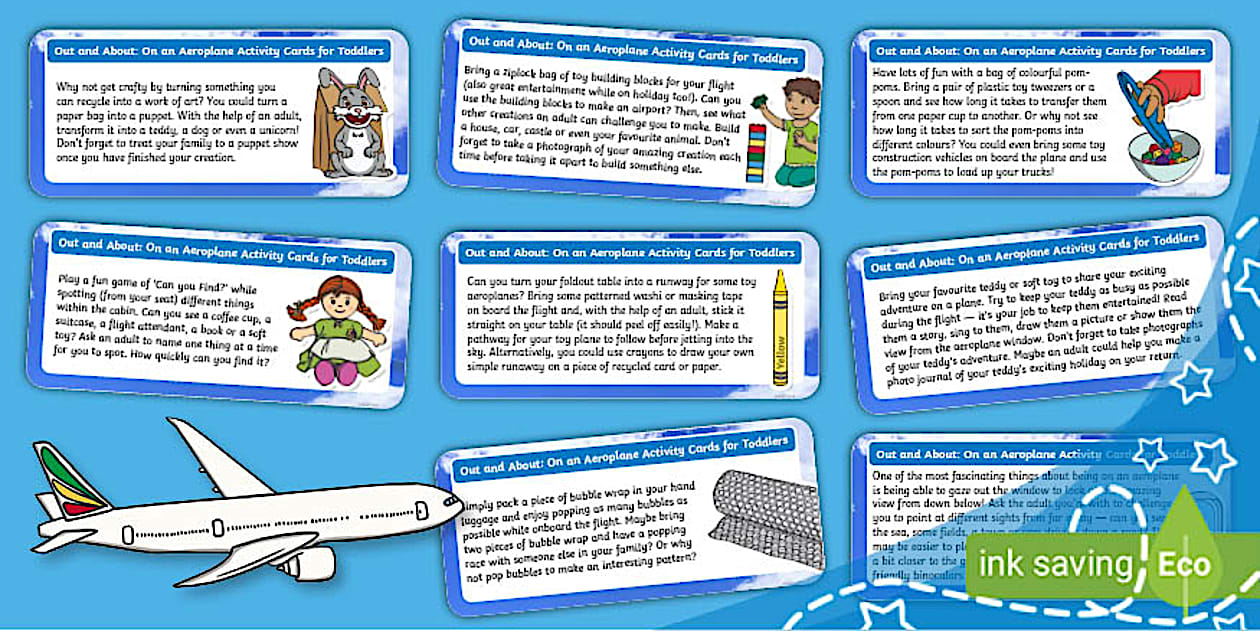 Out and About: On an Aeroplane Activity Cards for Toddlers