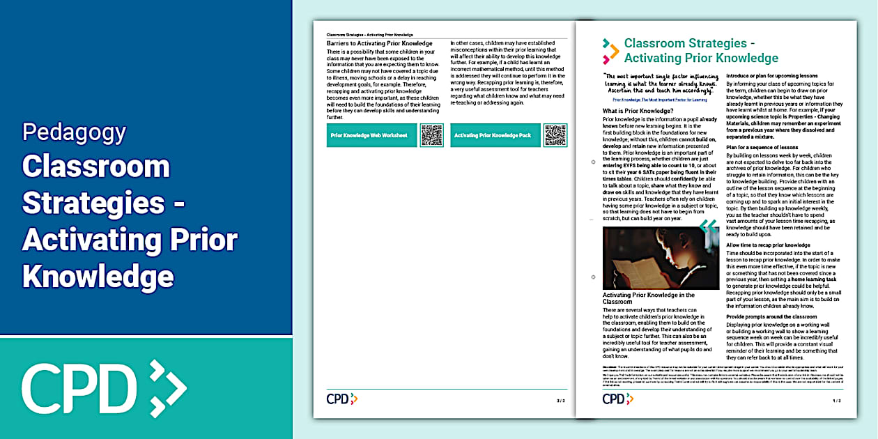 Classroom Strategies - Activating Prior Knowledge - Twinkl
