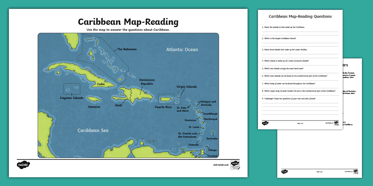 Caribbean Map Reading Activity (teacher made) - Twinkl