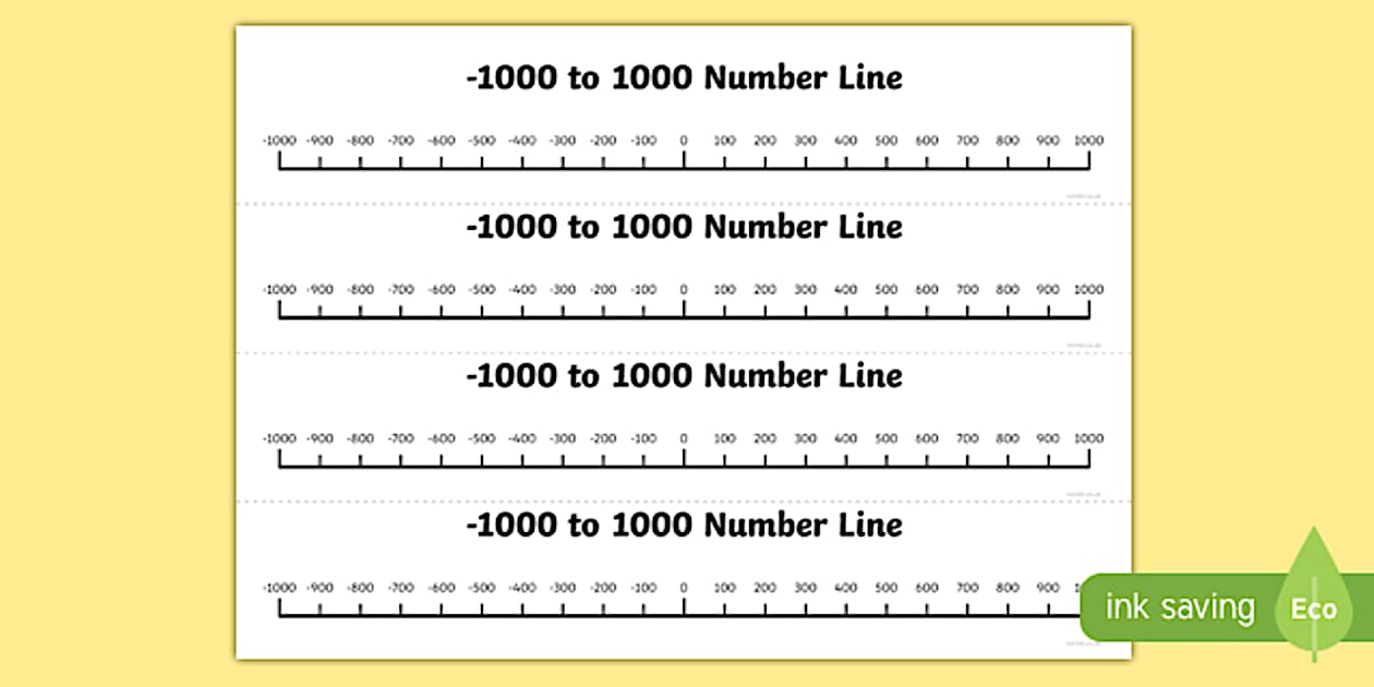 Numbers Minus 1000 to 1000 in 100s Number Line - Twinkl