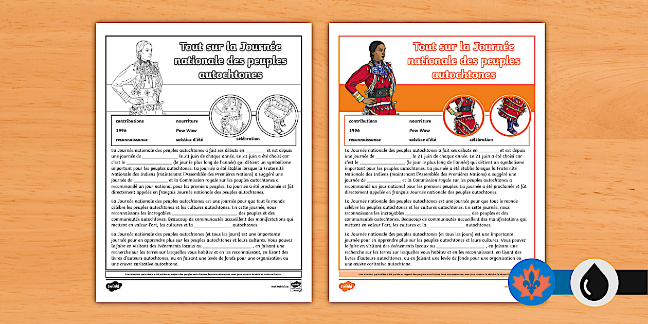 National Indigenous Peoples Day Cloze Activity French
