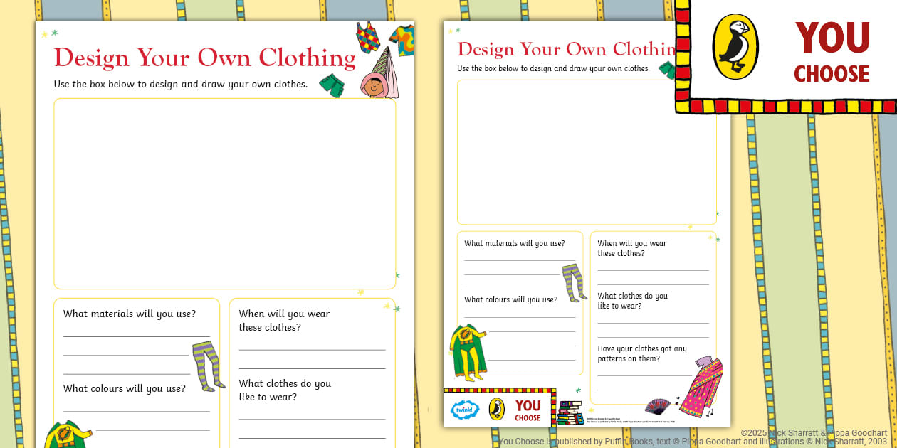 FREE! - You Choose: Design Your Own Clothing Activity Sheet - Twinkl