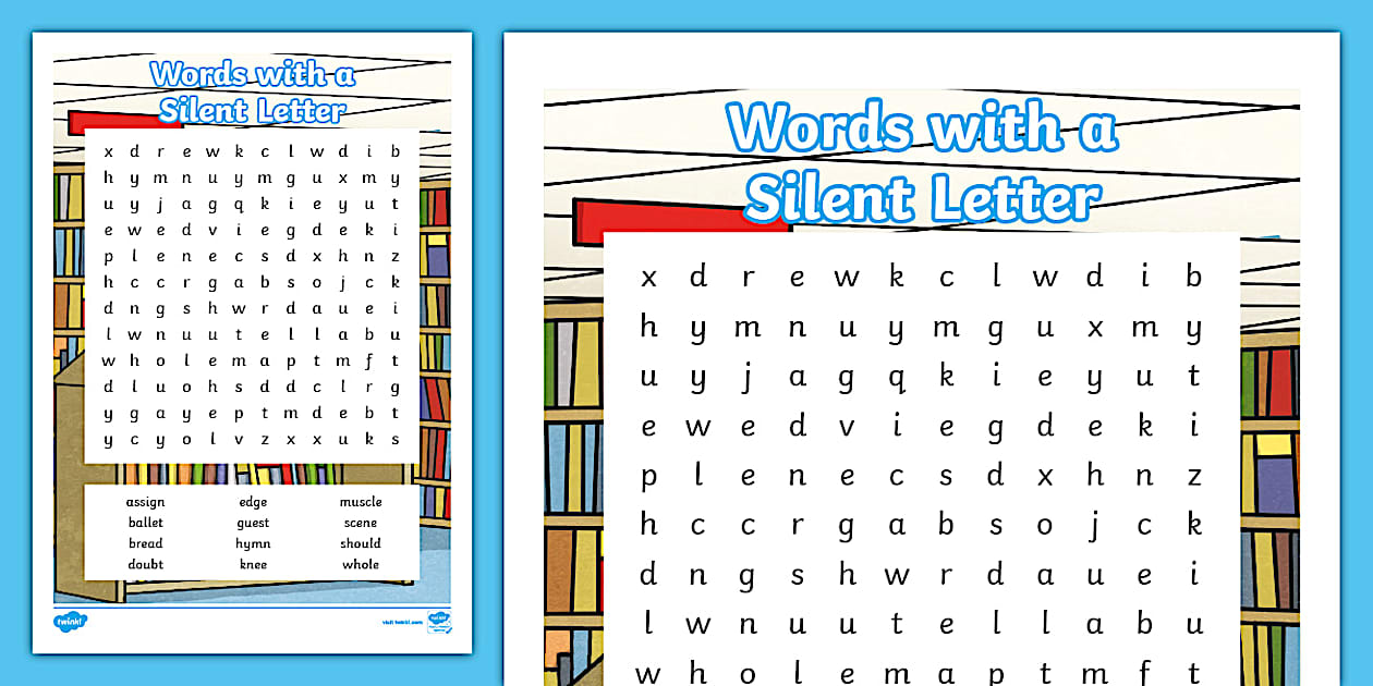 Words with a Silent Letter Word Search (teacher made)