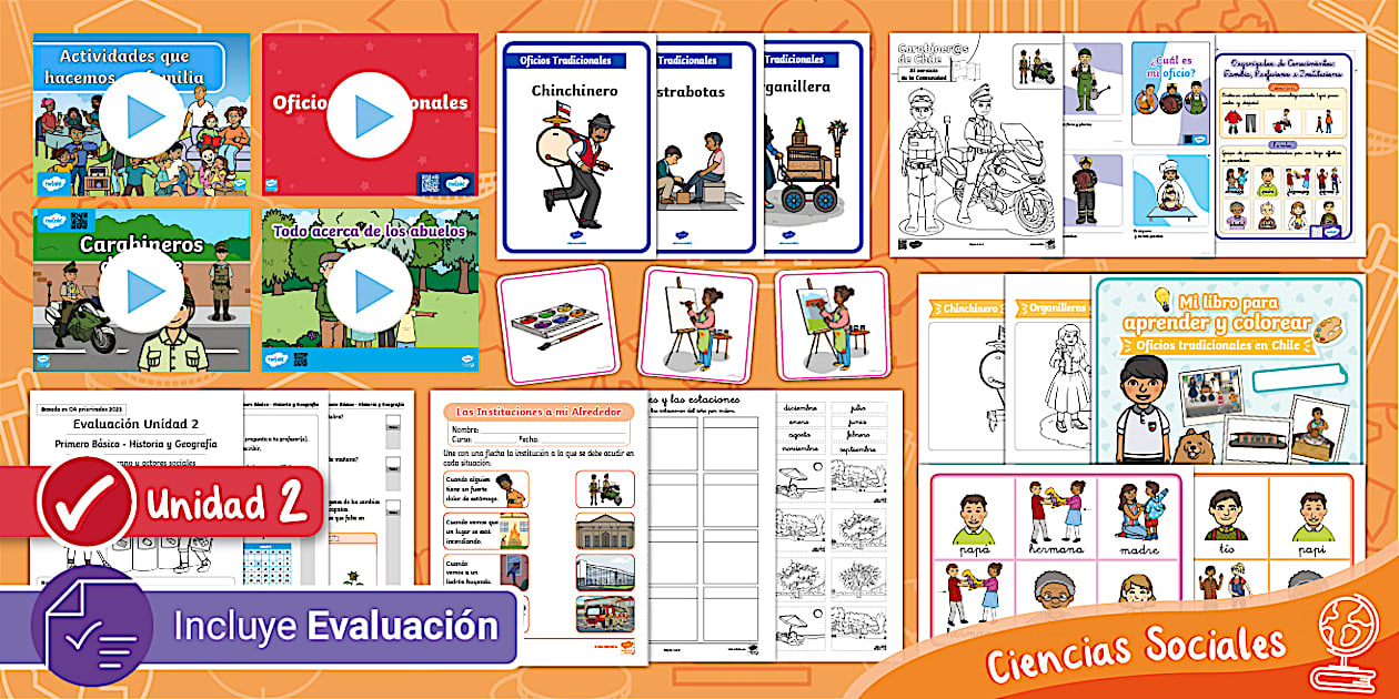 Pack Historia | Familia, Oficios | 1° Básico | Unidad 2