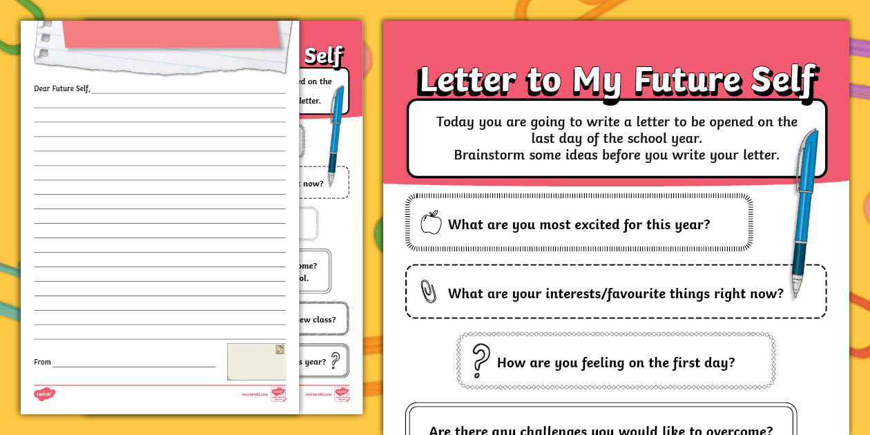 Back to School Letter to My Future Self Activity Sheet