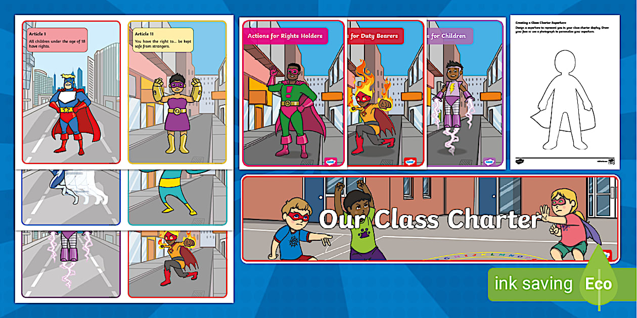 UNCRC Creating a Class Charter Superhero Theme Display Pack