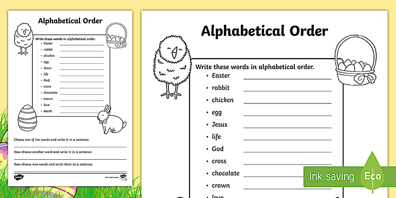 SA Easter Alphabetical Order Activity (teacher made)