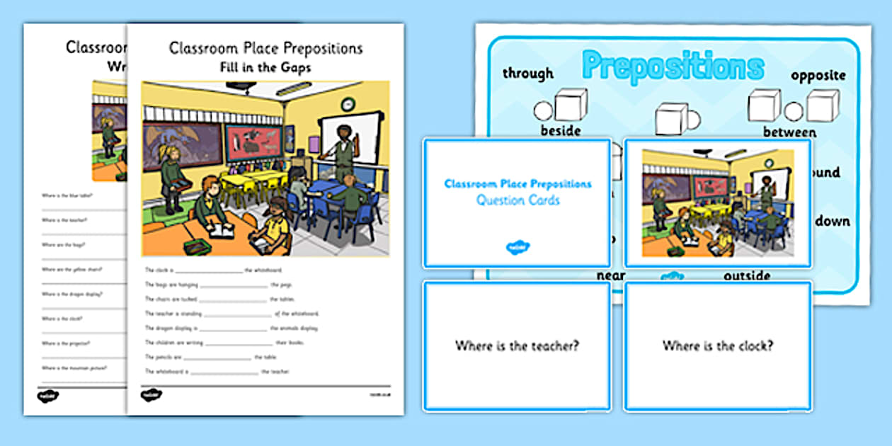 Editable Classroom Place Prepositions Pack - Twinkl