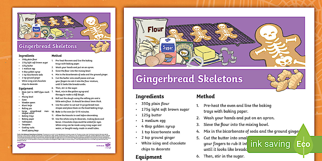 Gingerbread Skeletons Recipe (Teacher-Made) - Twinkl