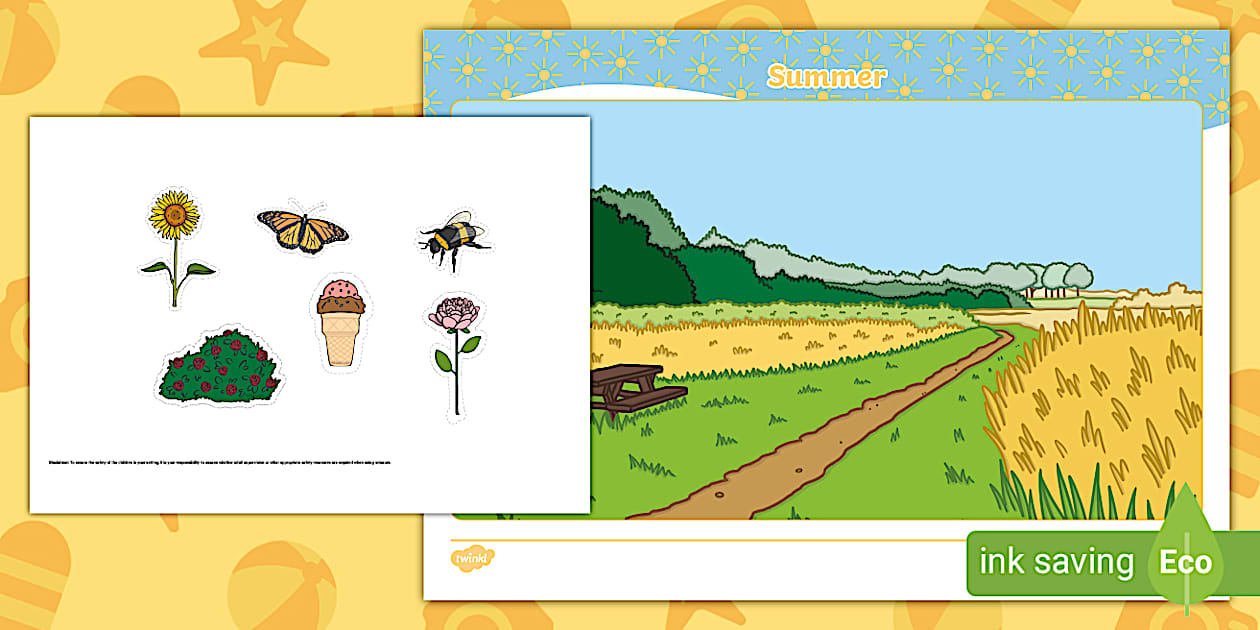 Summer Cut and Stick Scene (teacher made) - Twinkl