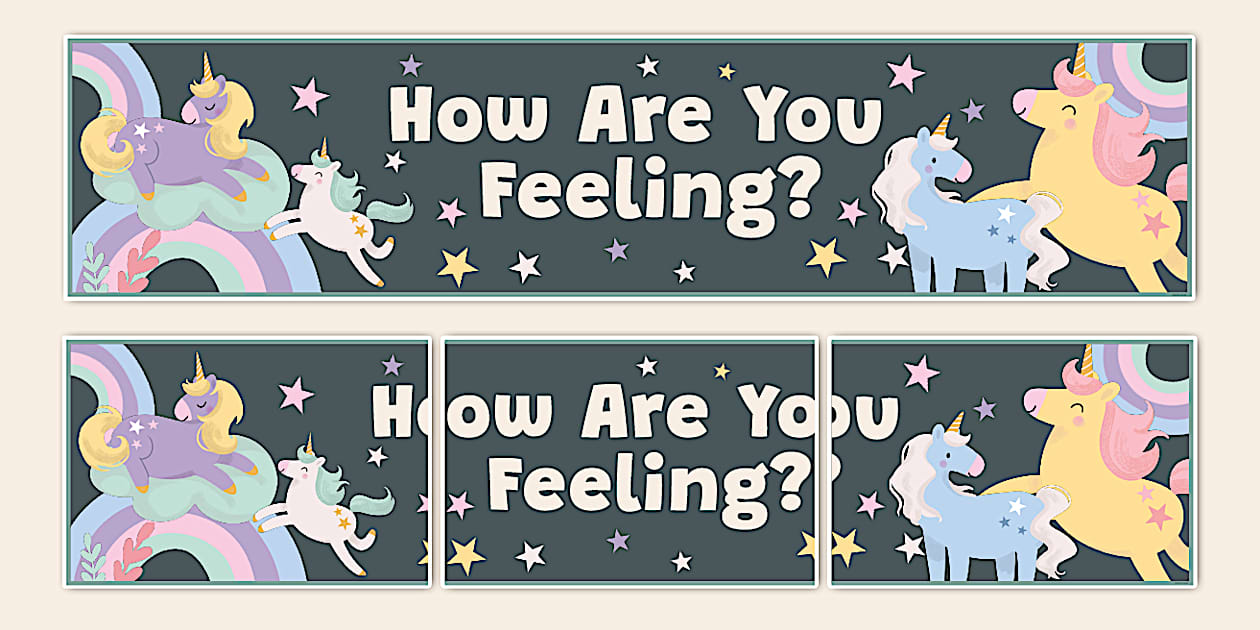 Unicorn-Themed How Are You Feeling? Display Banner - Twinkl