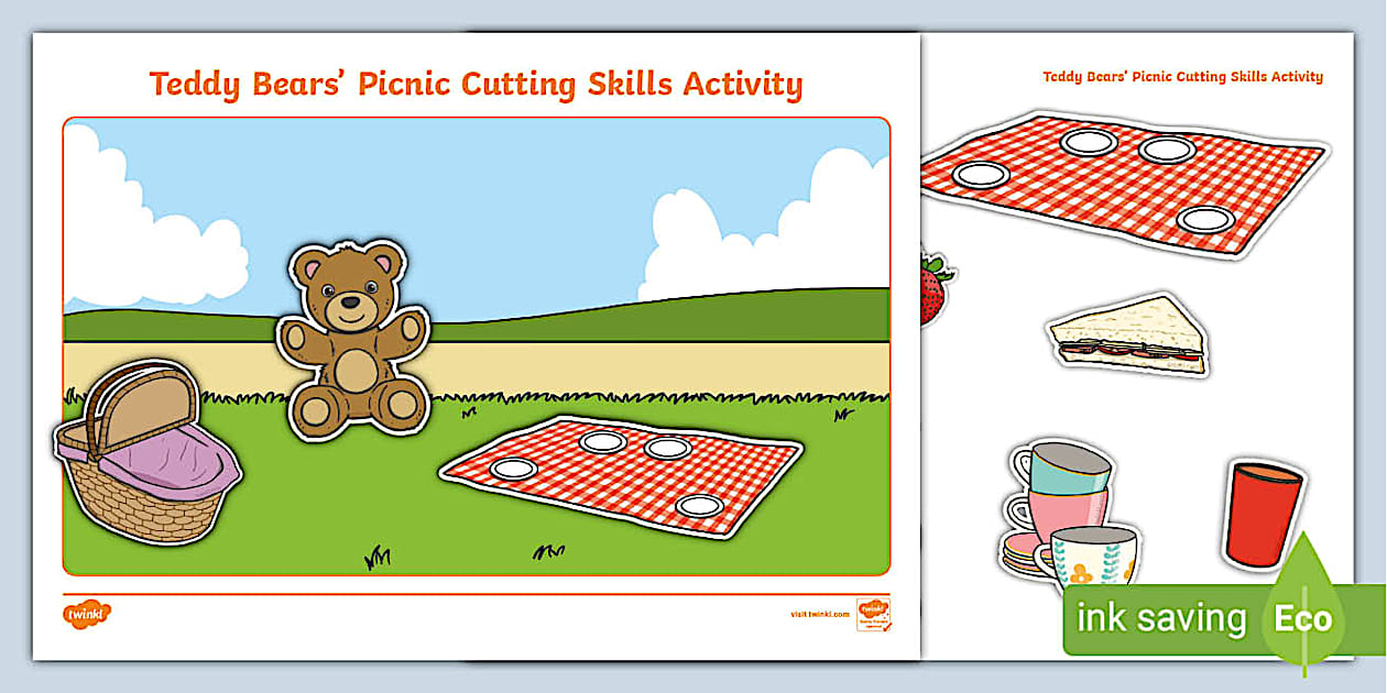 Teddy Bears' Picnic Cutting Skills Activity (teacher made)
