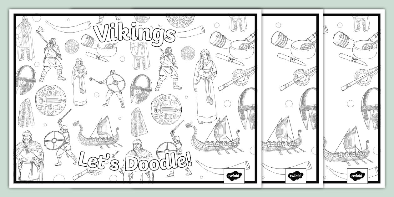 Vikings Doodle Colouring - Twinkl - KS2 (teacher made)