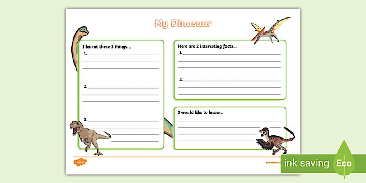 Dinosaur Write Up Worksheet (teacher made) - Twinkl