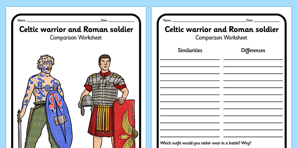 Black and White Iron Age/Celtic Warrior and Roman Soldier Comparison ...
