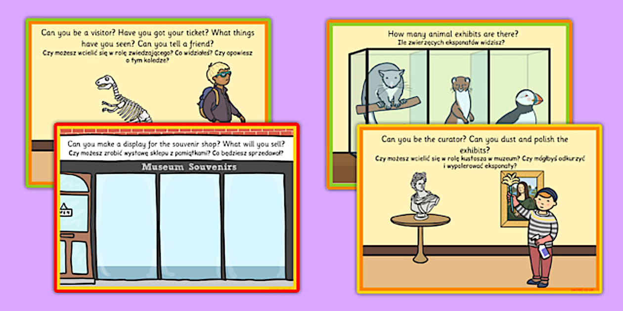 Museum Role Play Challenge Cards Polish Translation - Twinkl