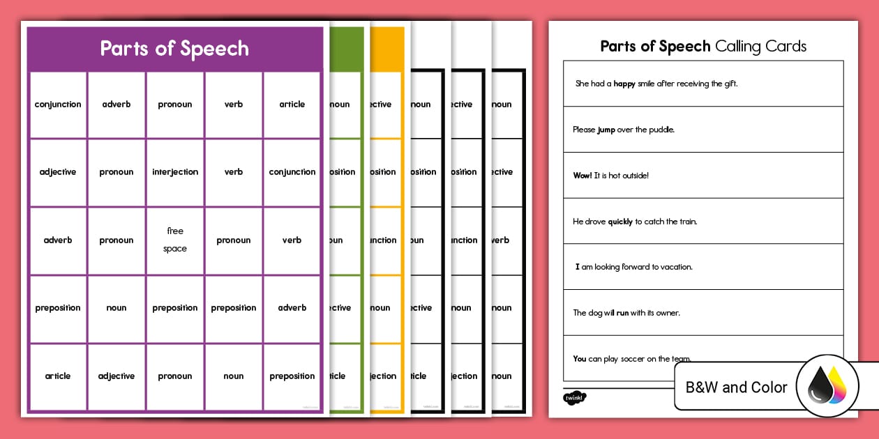 Parts of Speech Bingo | Resource | Twinkl USA (teacher made)