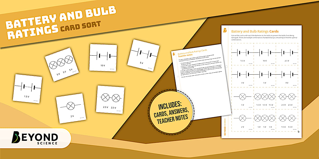 Battery and Bulb Ratings Card Sort