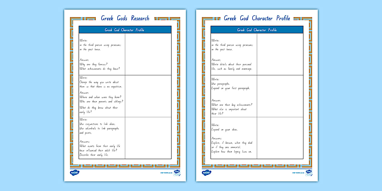 Greek Gods Character Profile Activity (Teacher-Made)